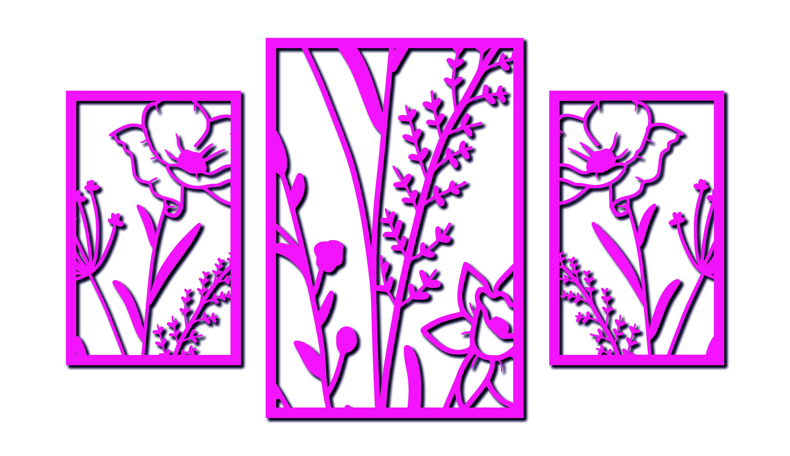 Flowers Wall Art Decor Panels Bundle Laser Cut,svg,dxf Files. Plasma ...