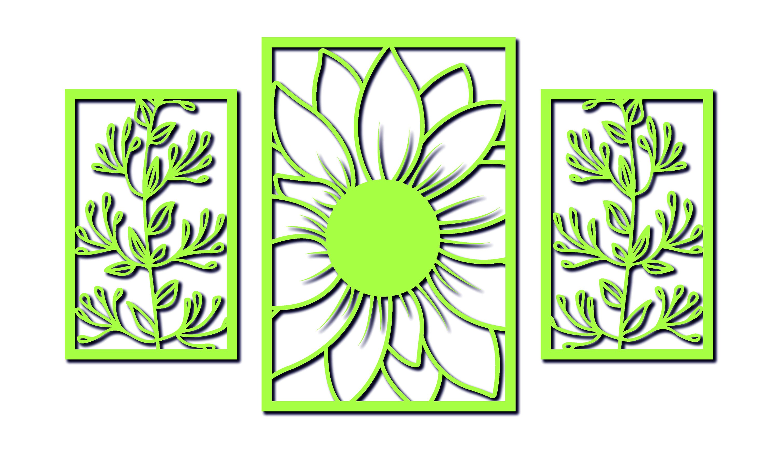 Flowers Wall Art Decor Panels Bundle Laser Cut,svg,dxf Files. Plasma ...