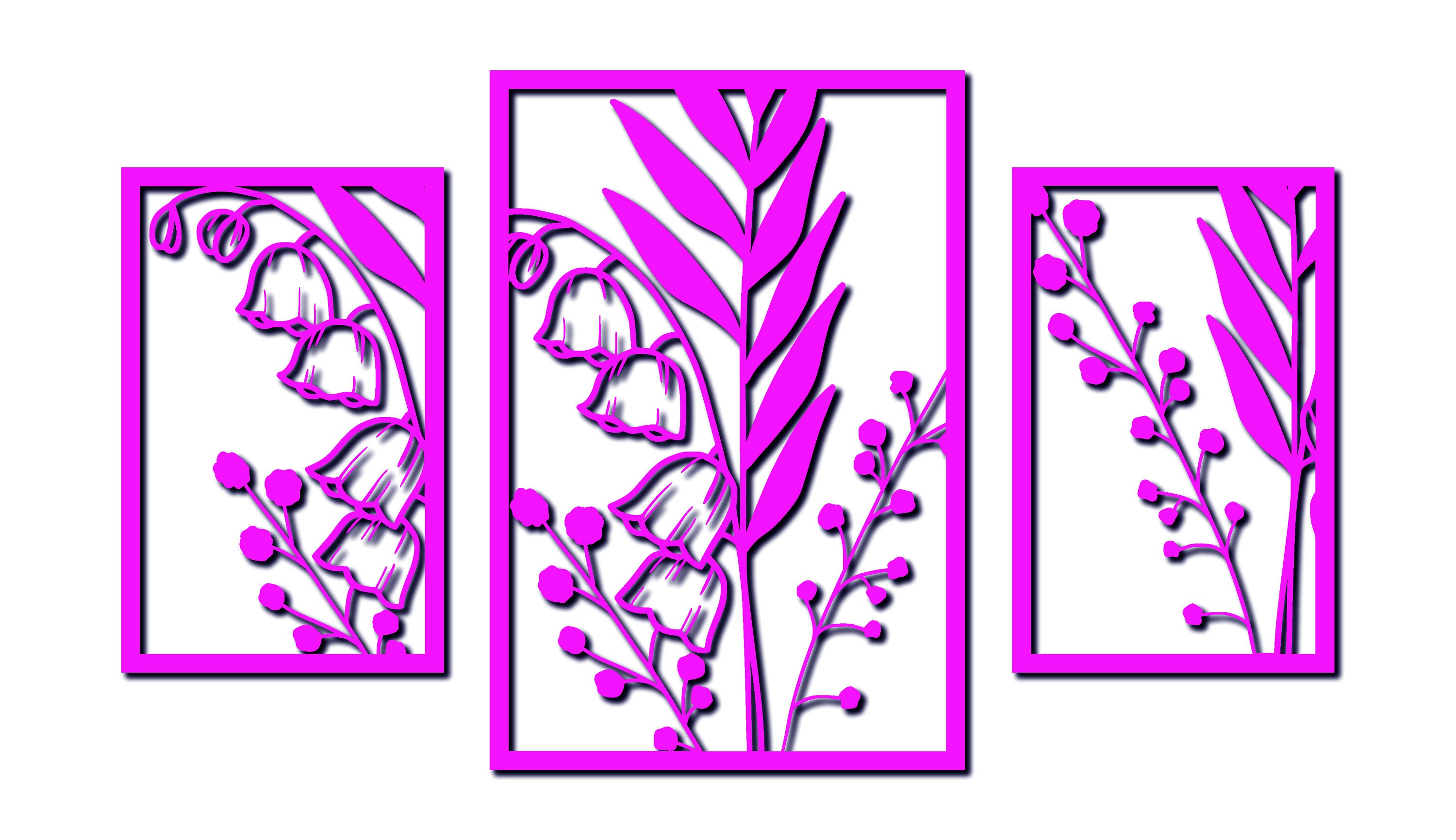 Flowers Wall Art Decor Panels Bundle Laser Cut,svg,dxf Files. Plasma ...