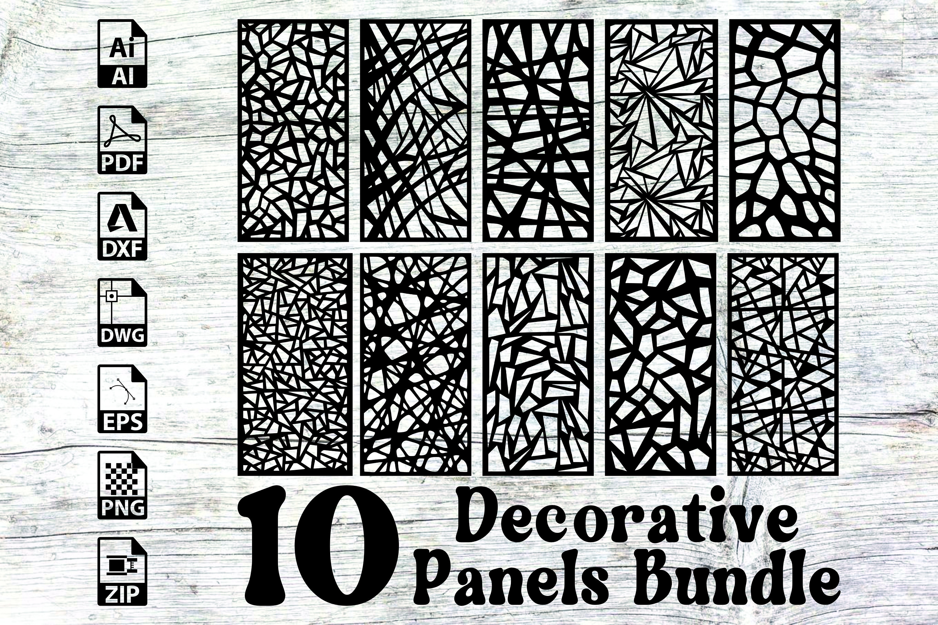 10 Decorative Panels Bundle, Abstract Mosaic , Room Divider, Cnc Files ...