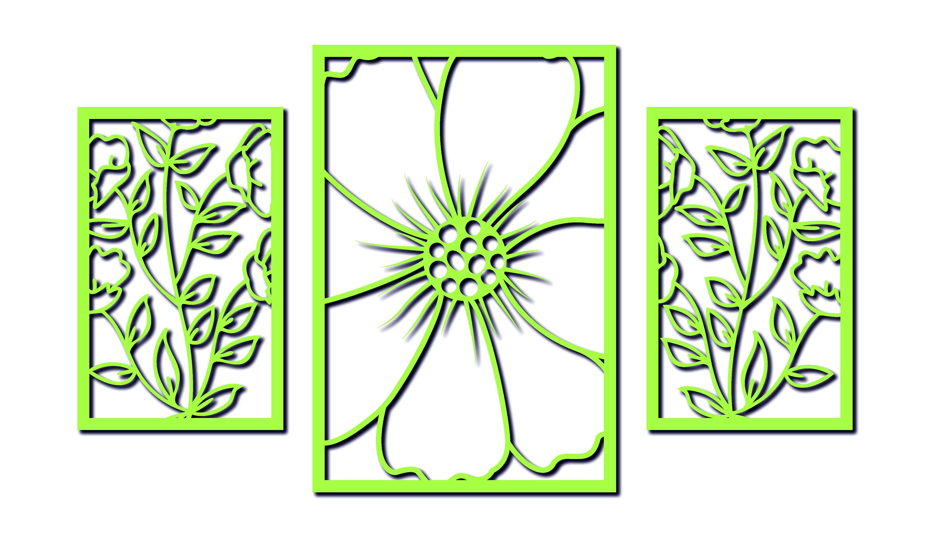 Flowers Wall Art Decor Panels Bundle Laser Cut,svg,dxf Files. Plasma ...