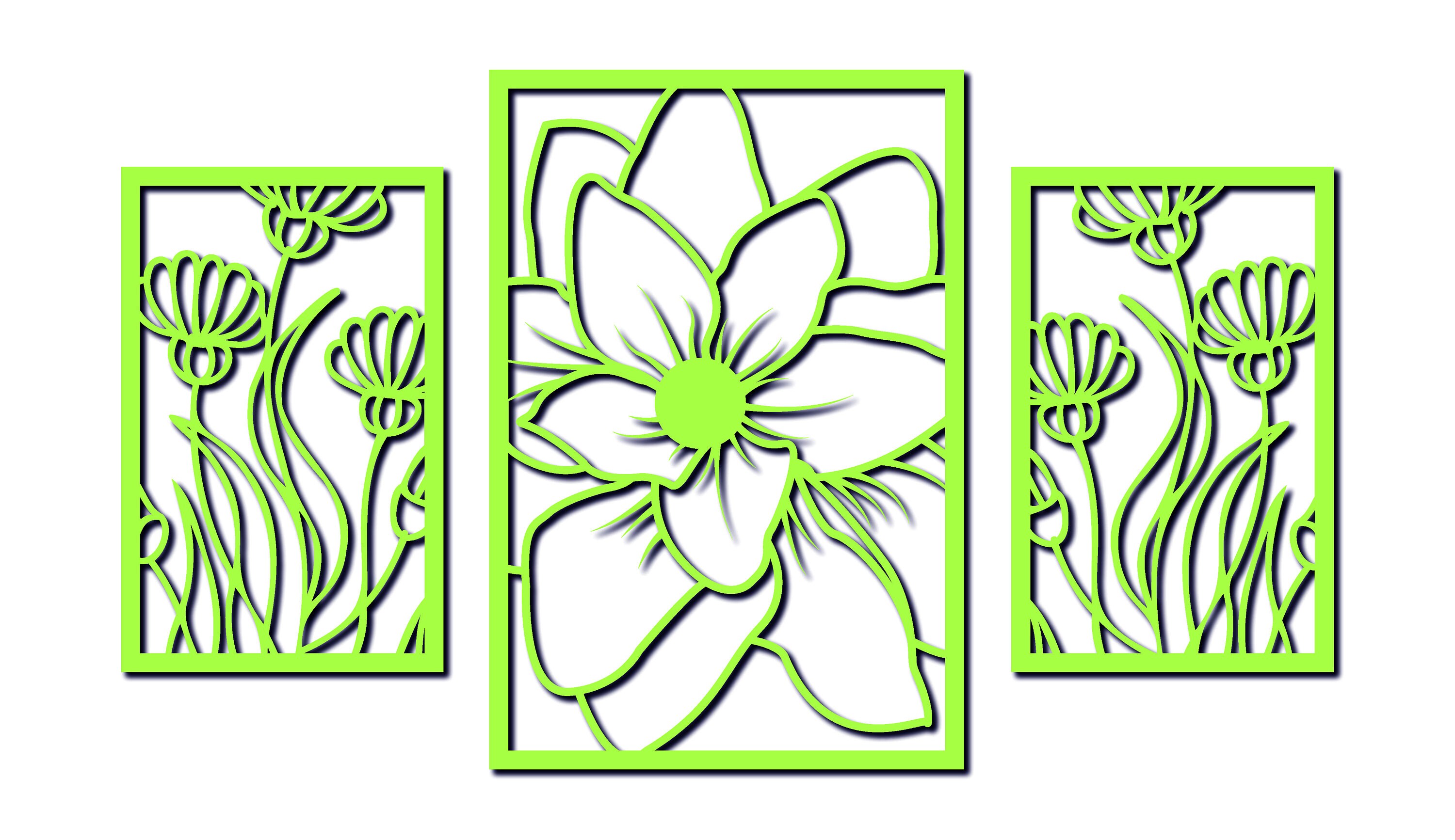 Flowers Wall Art Decor Panels Bundle Laser Cut,svg,dxf Files. Plasma ...