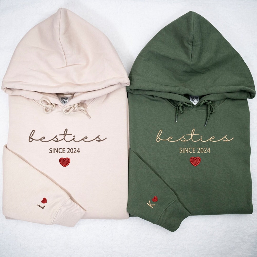 Embroidered Besties Hoodies, Custom Best Friend Gift, Girl's ...