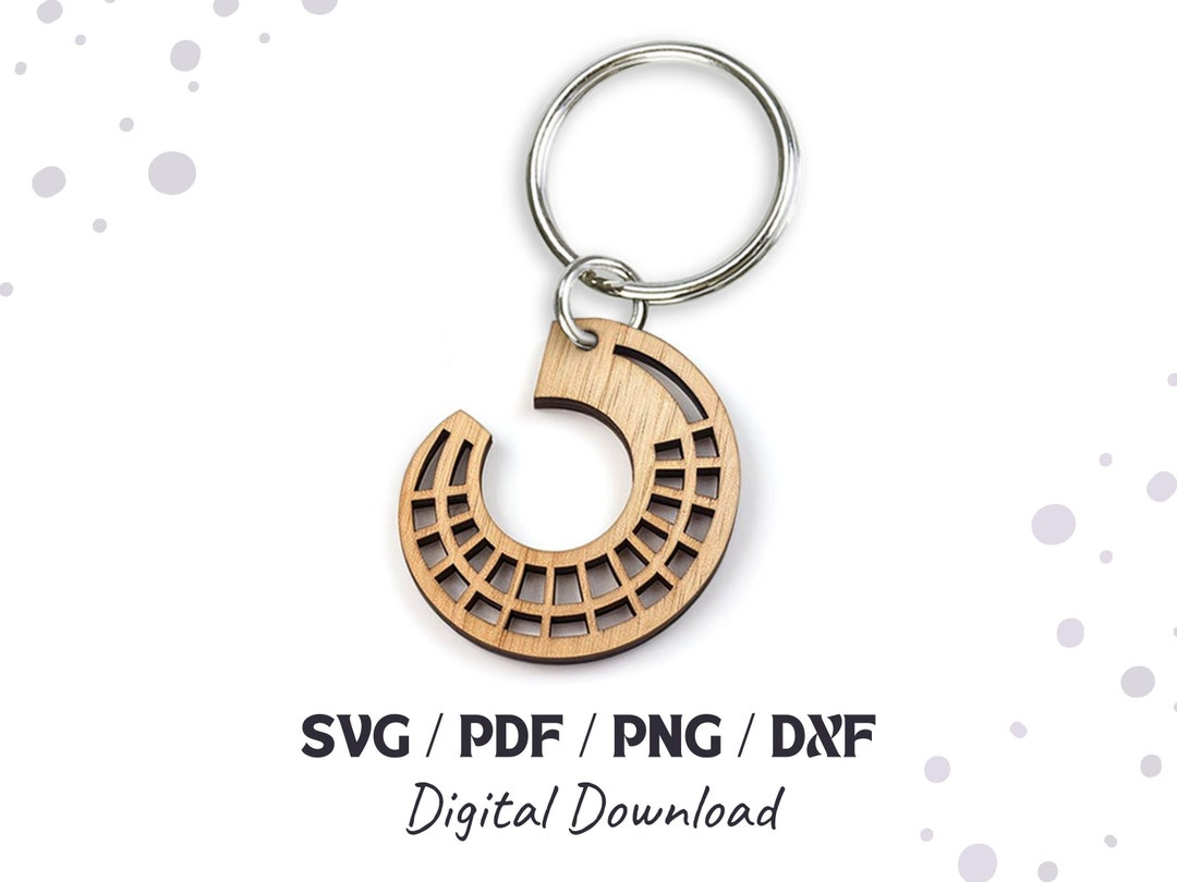 Geometric Crescent Wood Keychain Svg Laser Cut File Digital - Etsy