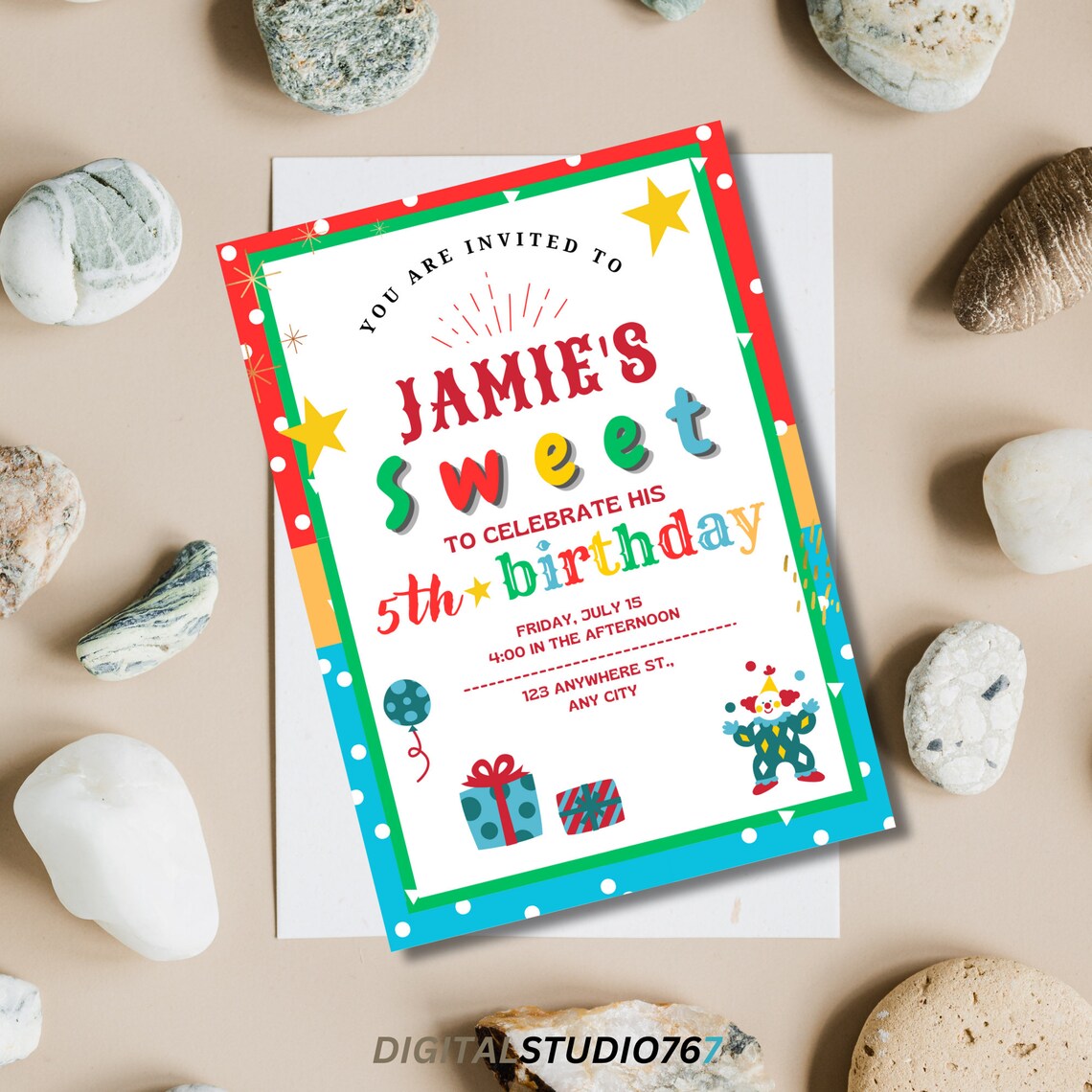 Joker Birthday Invitation Template, Gift Birthday Card, Editable ...