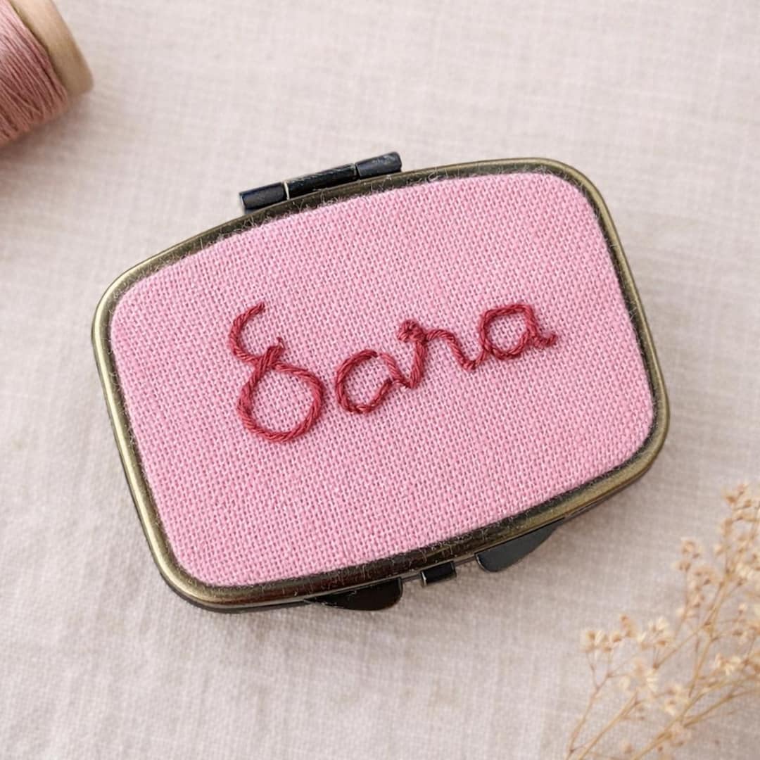 Personalized Pill Box, Embroidered Linen Pill Case, Custom Name Gift - Etsy