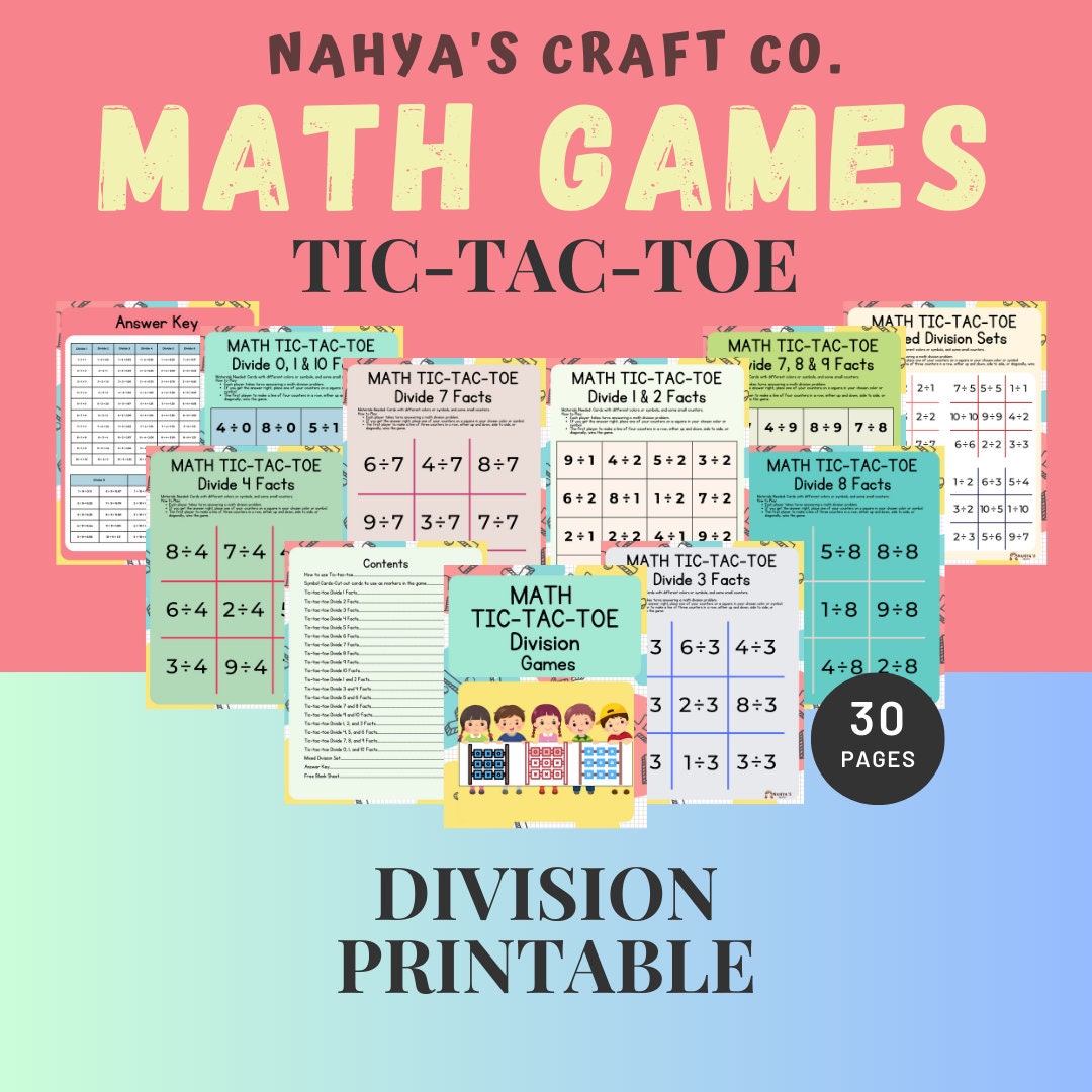 Math Games: Division Tic-tac-toe - Etsy
