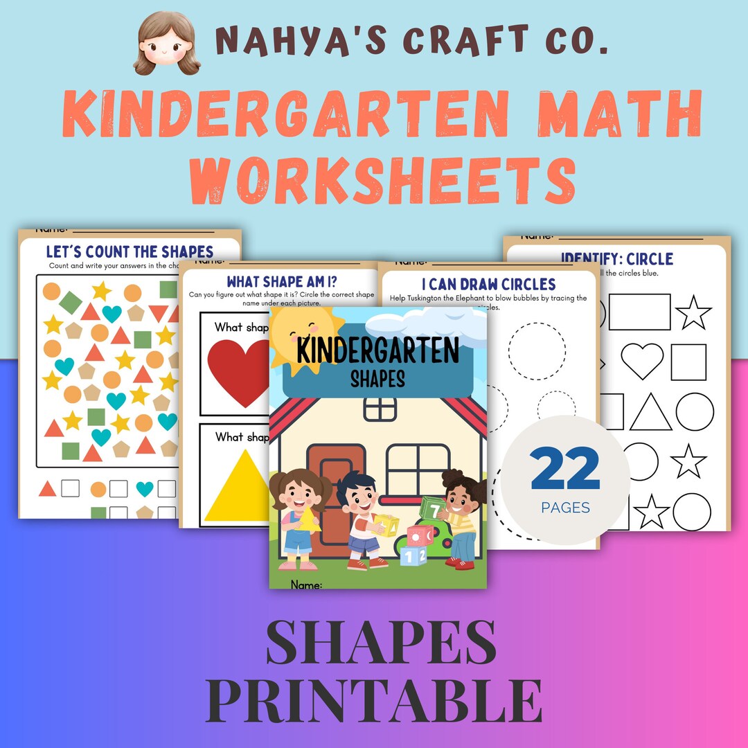 Kindergarten Math Worksheet: Shapes - Etsy