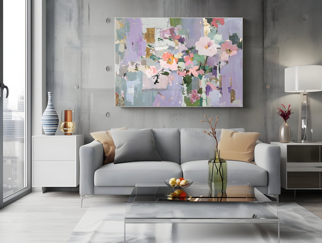 Abstract Floral Painting of Flowers and Architecture, Abstract Flower ...