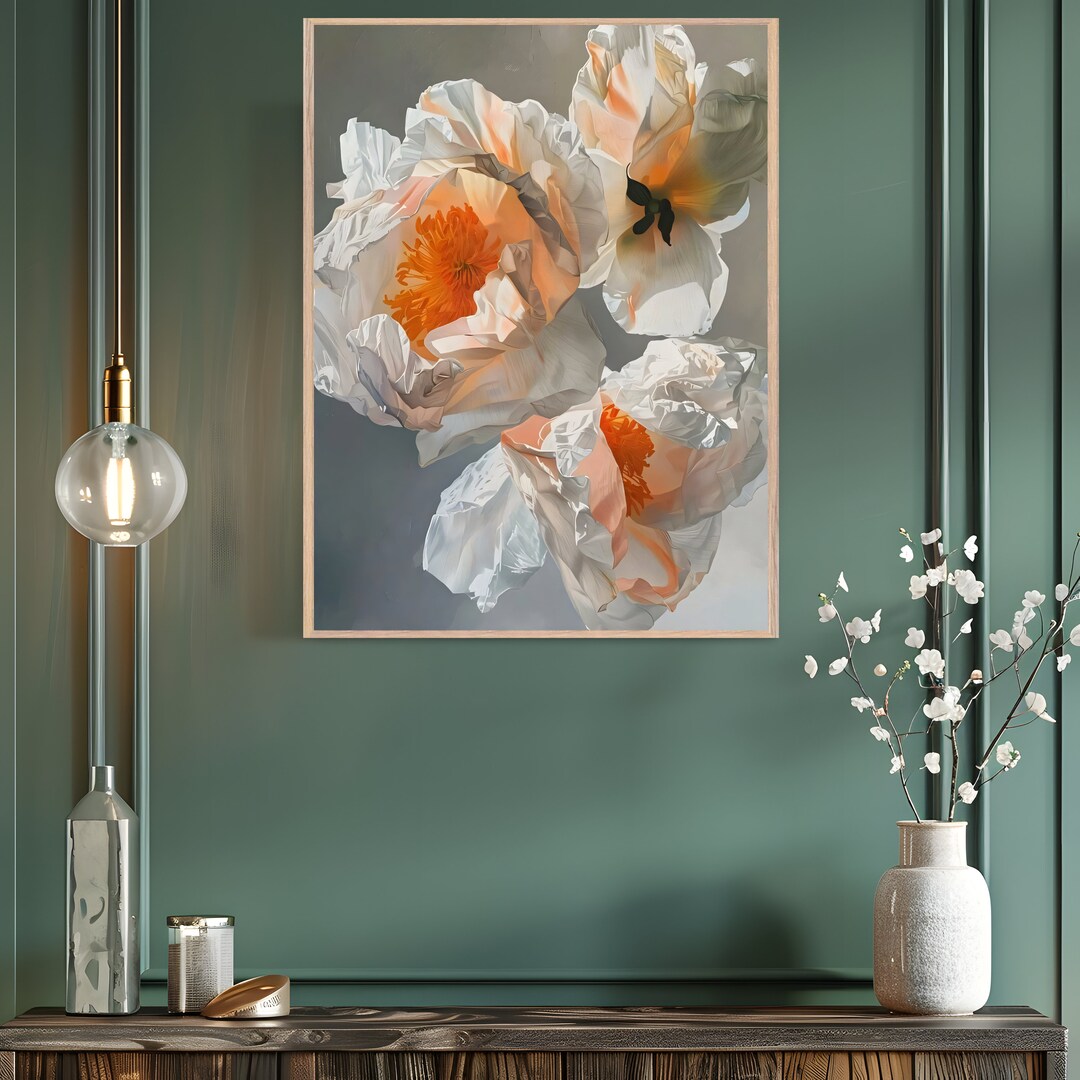 Abstract Painting of Large Flowers, With Soft Edges and Blurred Details ...
