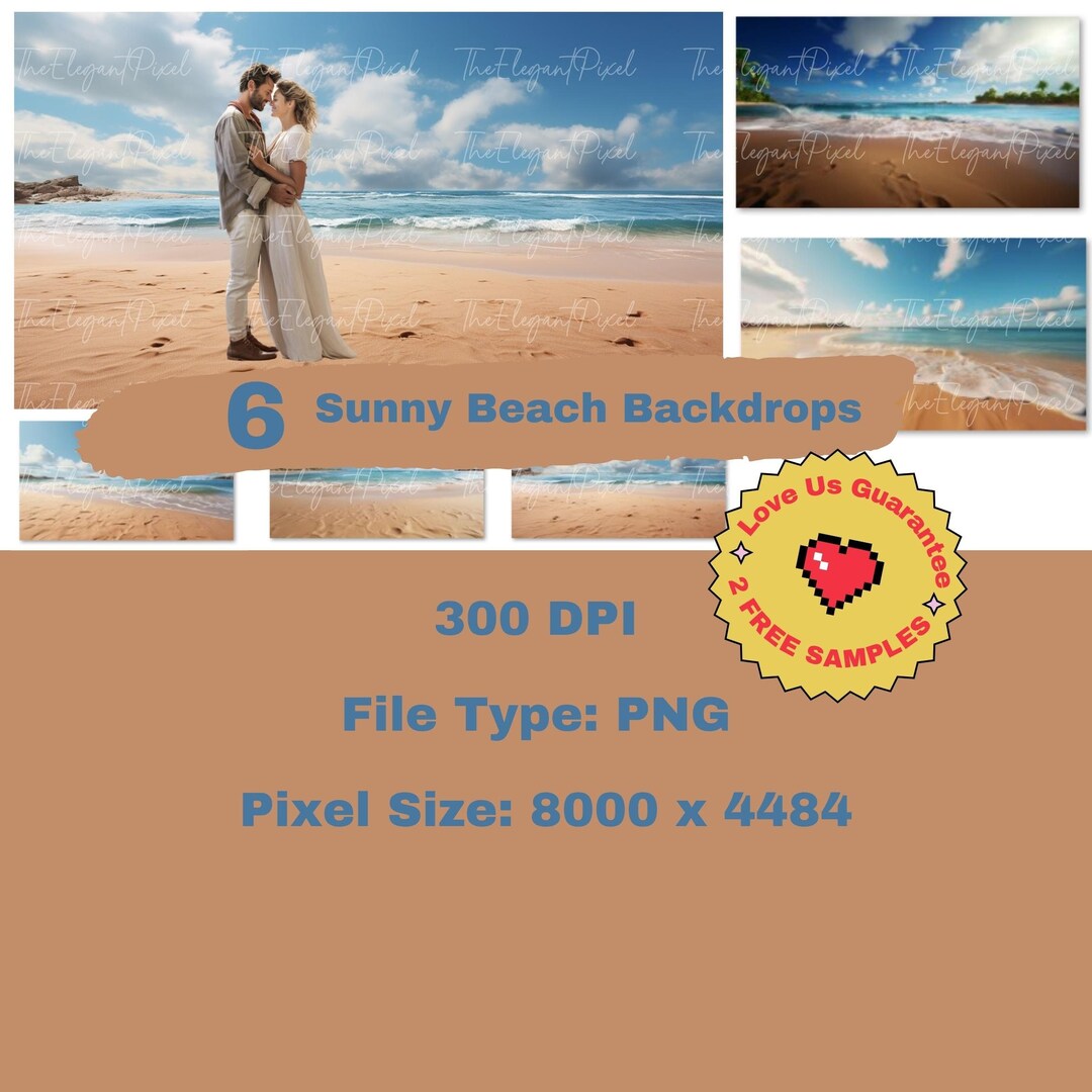 Sunny Beach Digital Backdrops for Couples Engagement Photographs ...