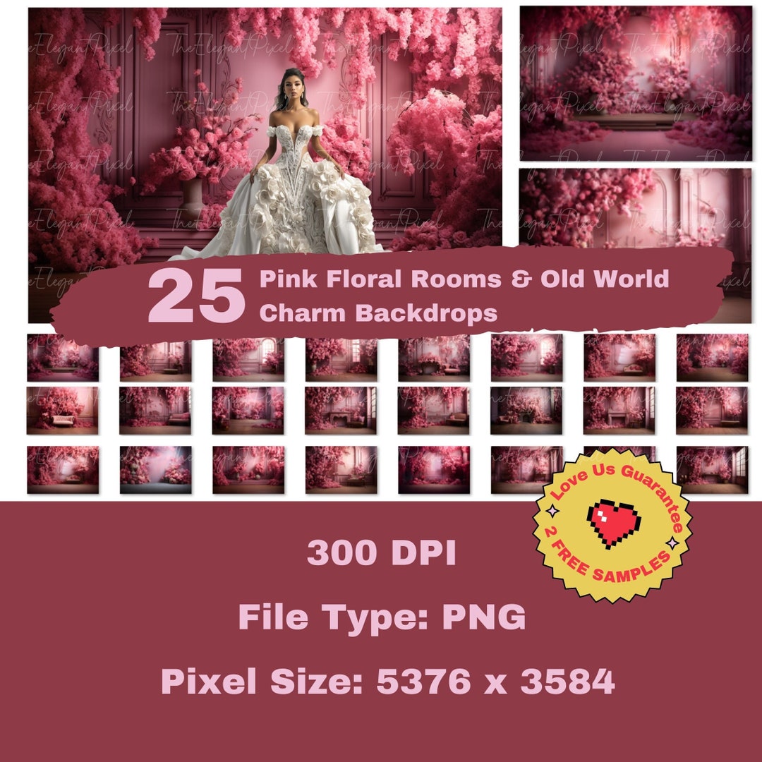 Pink Floral Rooms With Old World Charm Backdrops for Bridal Shoots ...