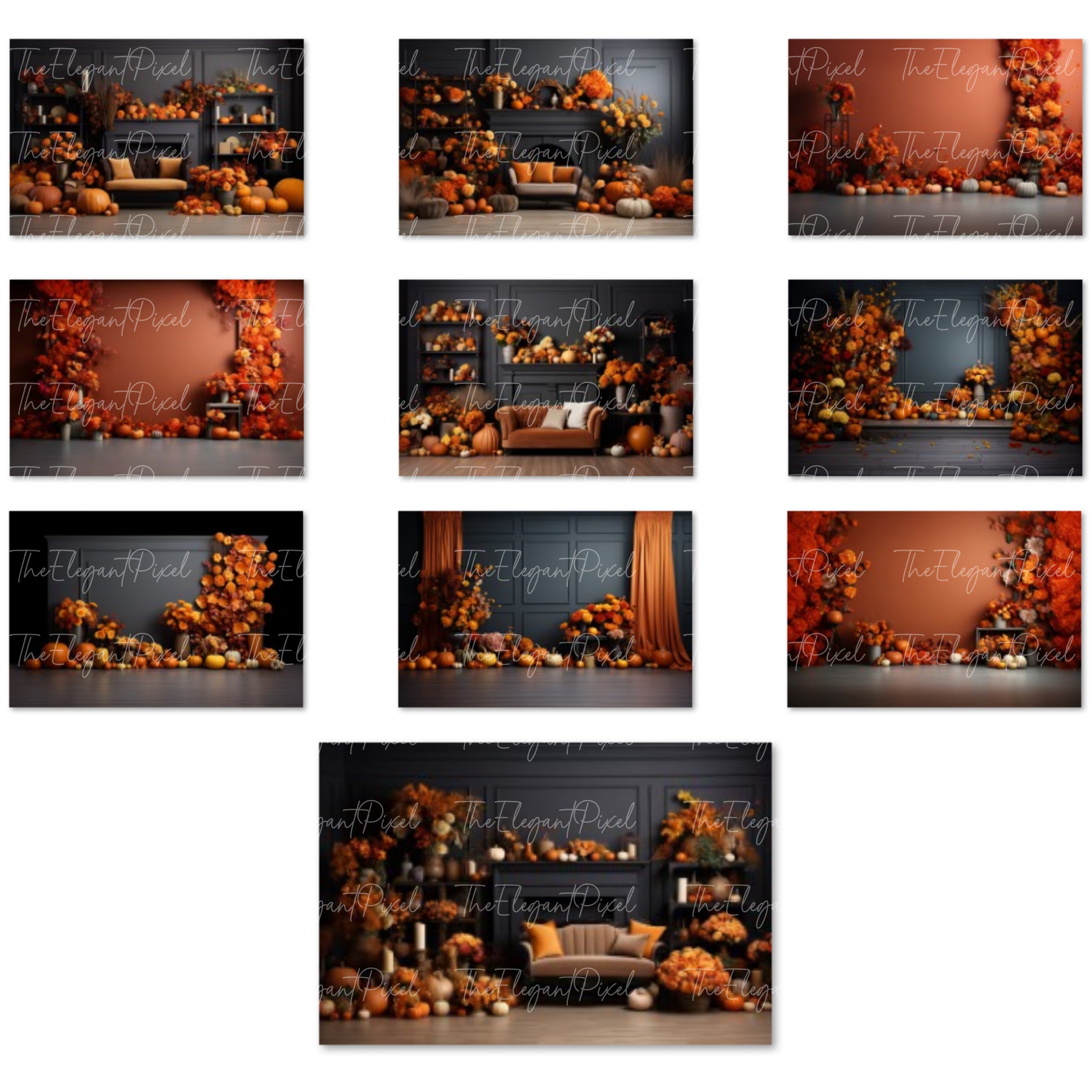 Sophisticated Fall Digital Backdrops for Family Photographs Photoshop ...