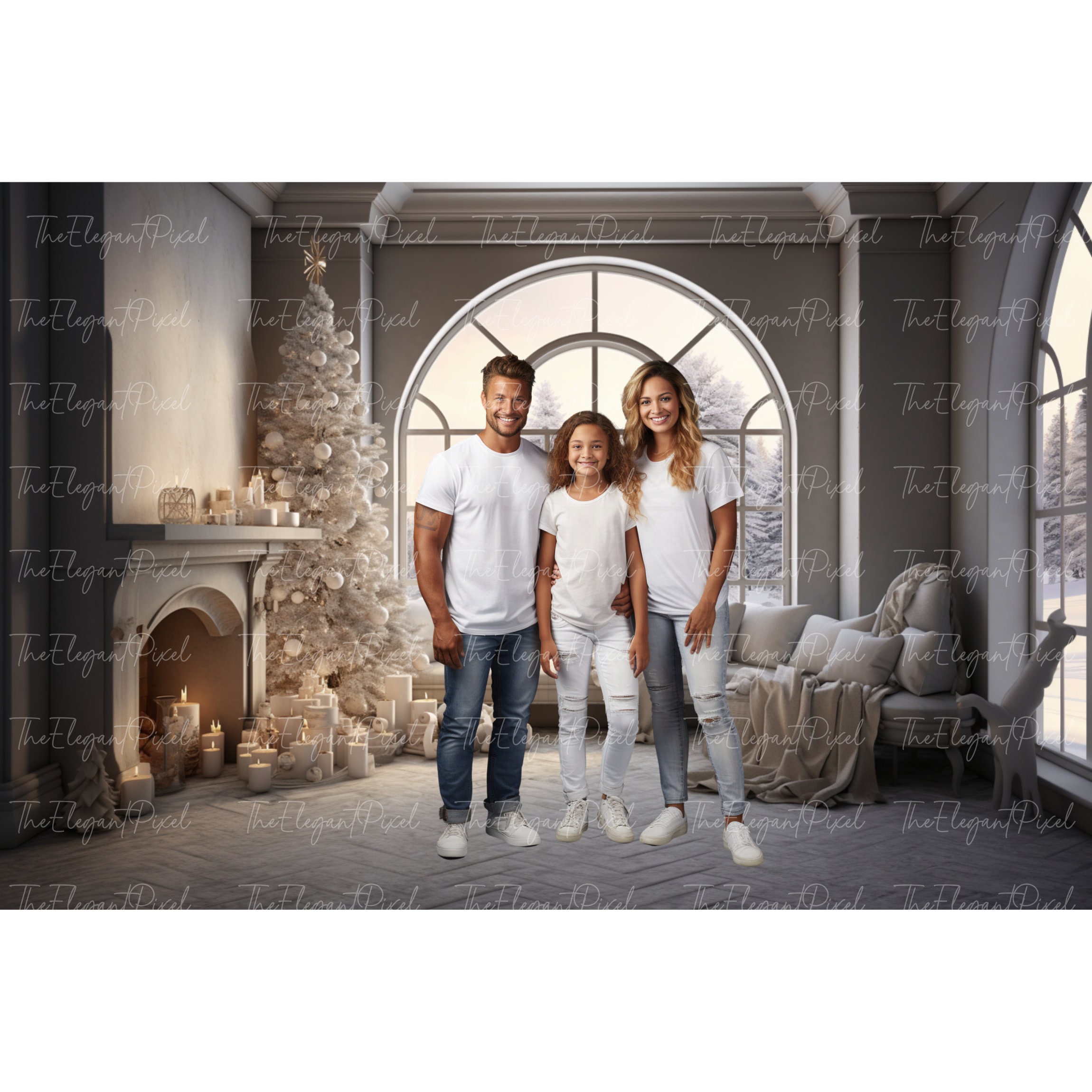 Rustic Christmas Digital Backdrops for Family Photographs Christmas ...