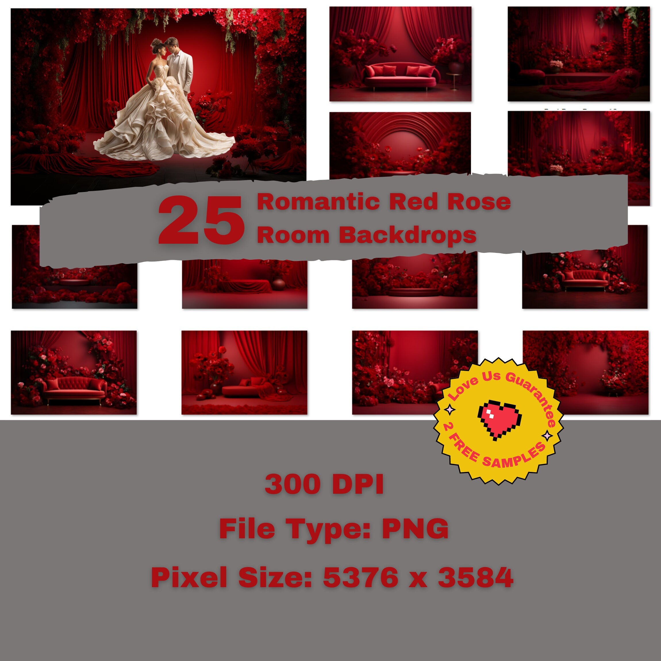 Passionate Red Rose Room Backdrops for Bridal Shoots Photography ...