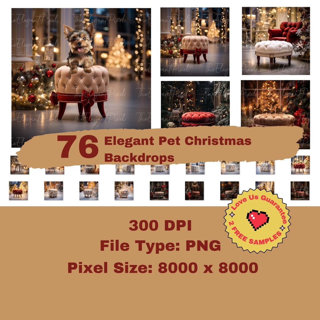 Christmas Pet Backdrops for Elegant Dog Photography Digital Overlay for ...