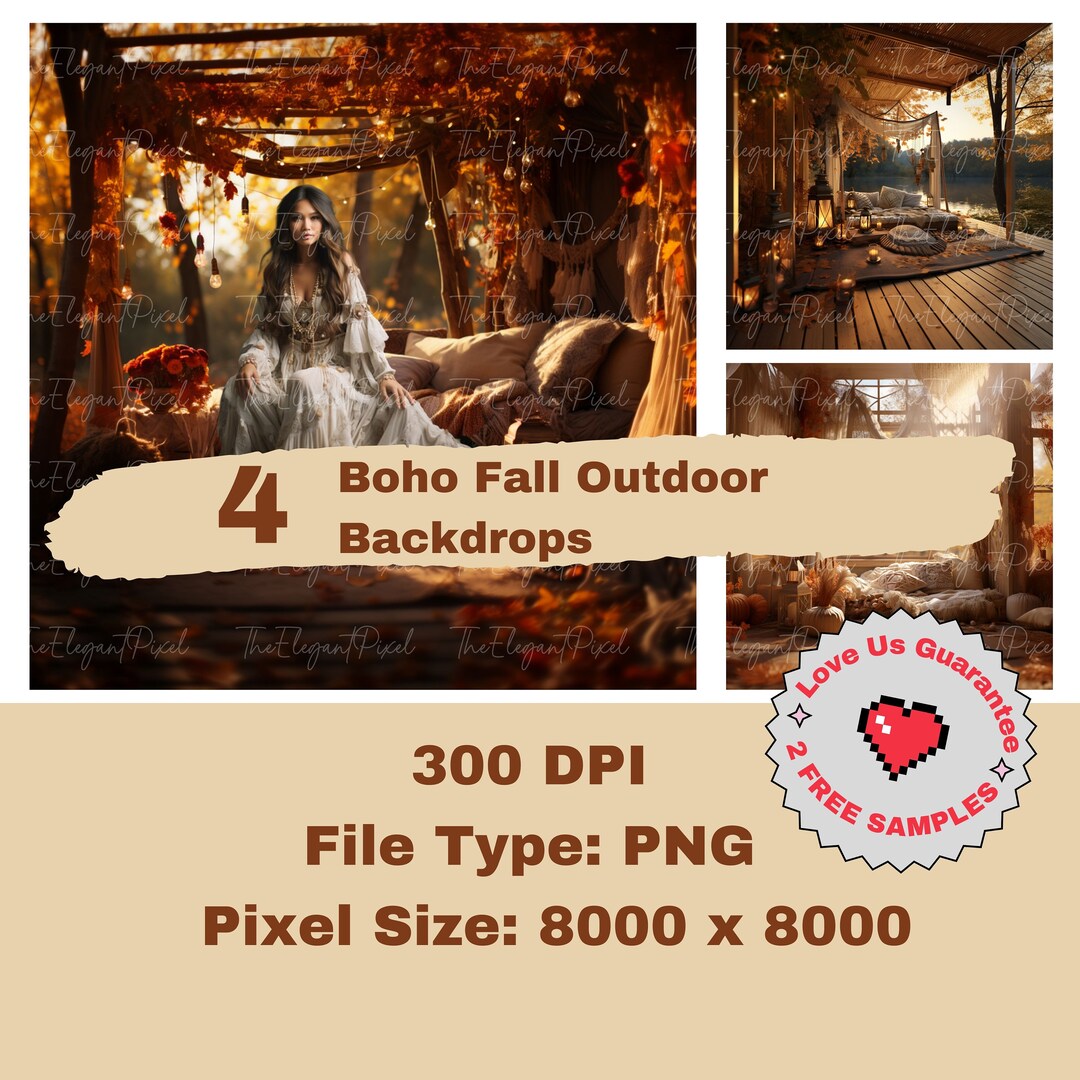 Boho Fall Outdoor Digital Backdrops for Maternity Shoots Bohemian ...
