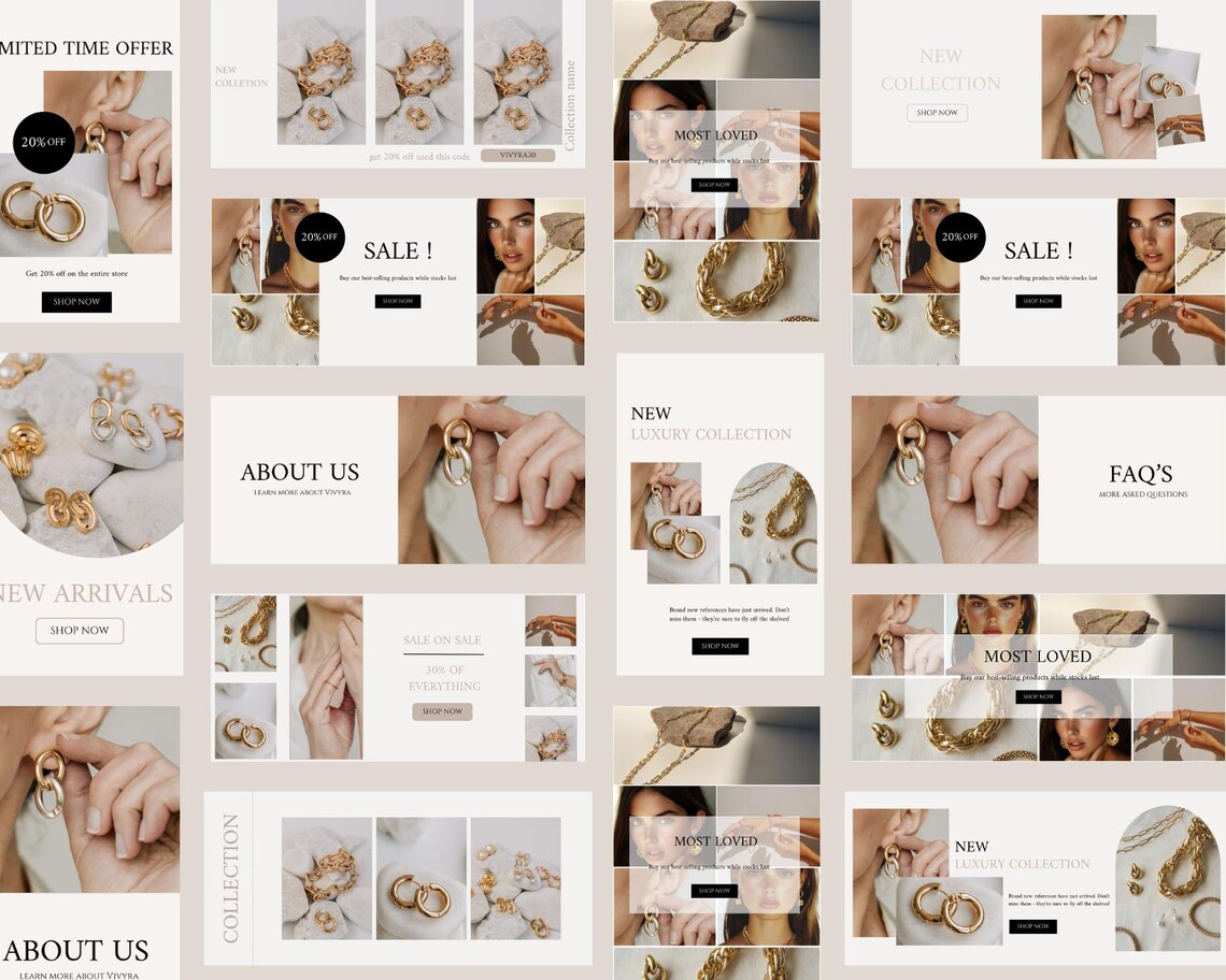Jewelry Website Banner for Canva, DIY Website Banner Kit, Squarespace ...