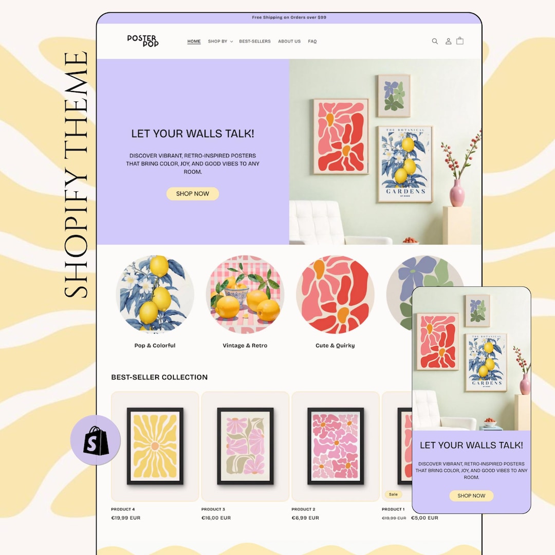 Shopify Template for Posters | Digital Product Theme | Poster Shop ...