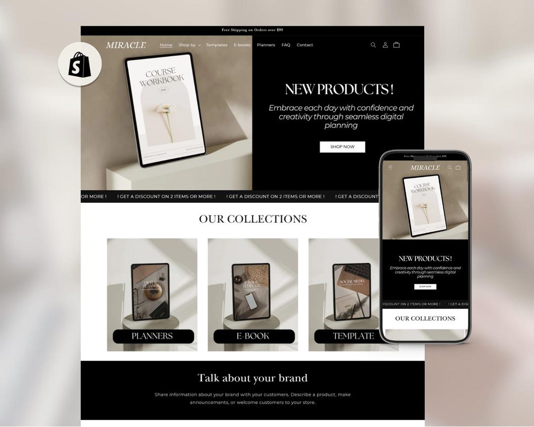 Minimalist Shopify Template for Digital Products | Sell Planners ...