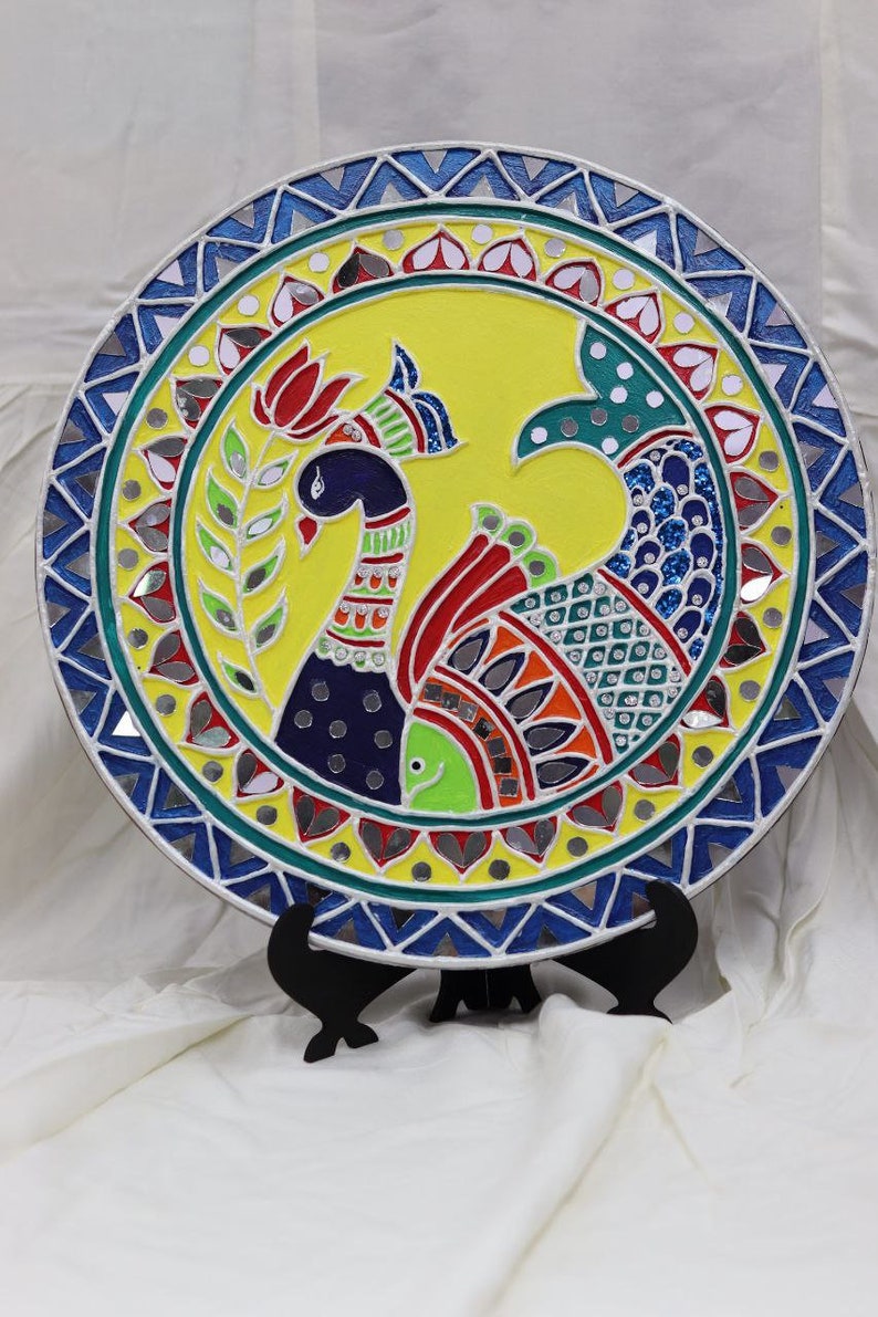 Peacock Lippon Art Showpiece Round Shape With Stand Desk - Etsy