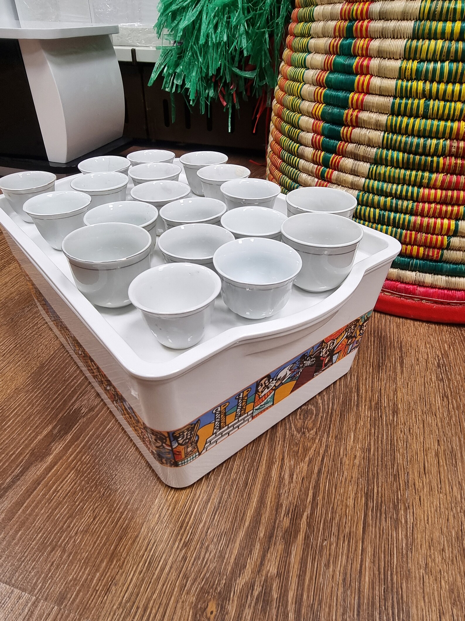 Ethiopian, Eritrean Tibeb Coffee Table, Rekebot, ጥበብ ረከቦት, አራት ተሽከርካሪ ...