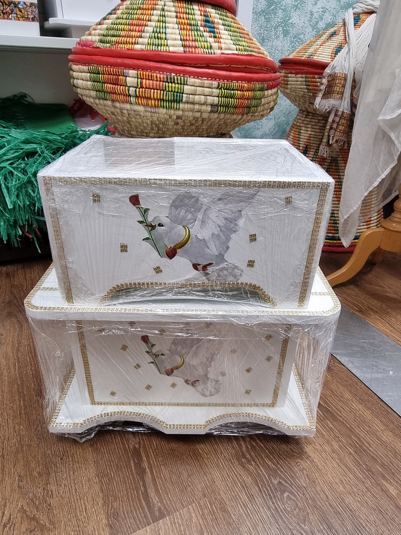 Ethiopian, Eritrean Coffee Table, Rekebot Set, ረከቦት ከነ ጀበና ማስቀመጫዉ, አራት ...