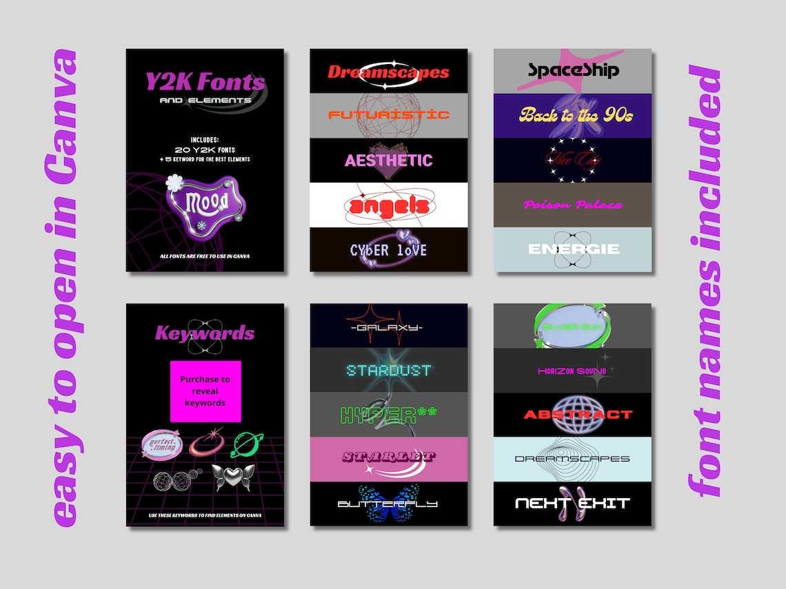 Y2K Fonts / Canva Template / Y2K Font / Streetwear Typefaces File ...
