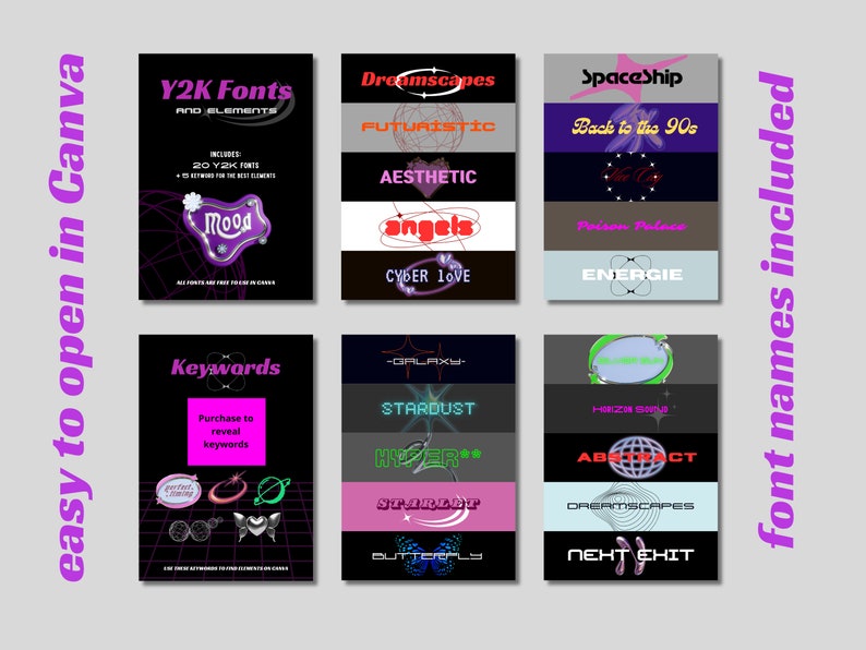 Y2K Fonts / Canva Template / Y2K Font / Streetwear Typefaces File ...