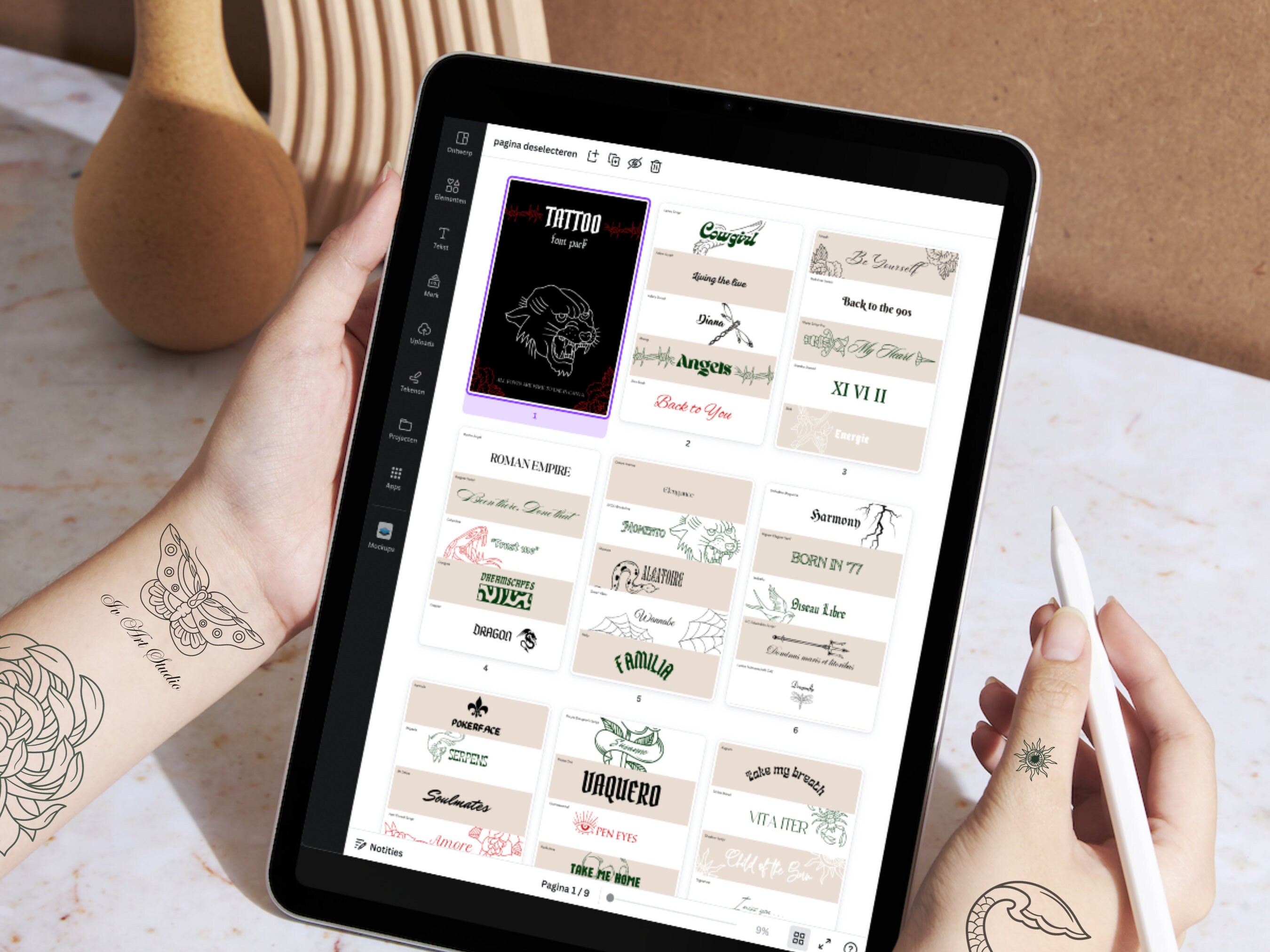 Tattoo Fonts / Canva Template / Tattoo Font / Tattoos Typefaces File ...