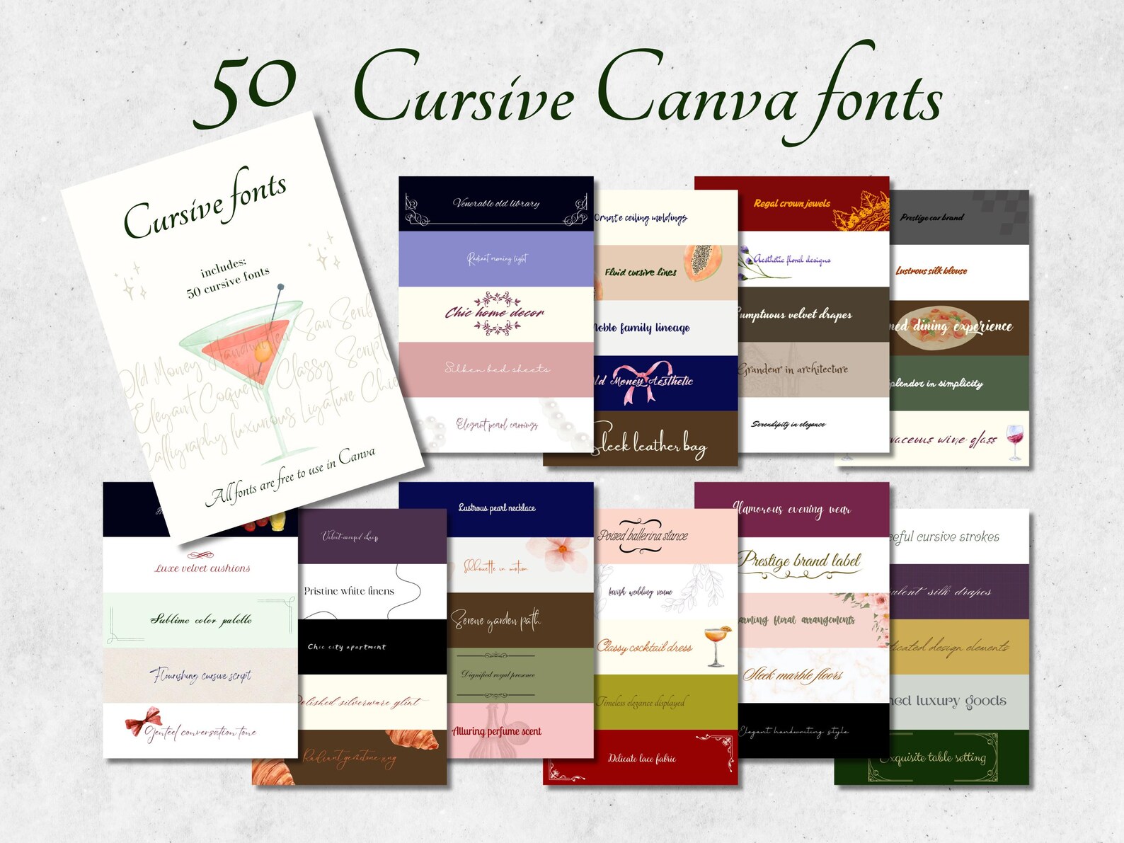 Cursive Fonts / Canva Template / Calligraphy Font / Script Typefaces ...