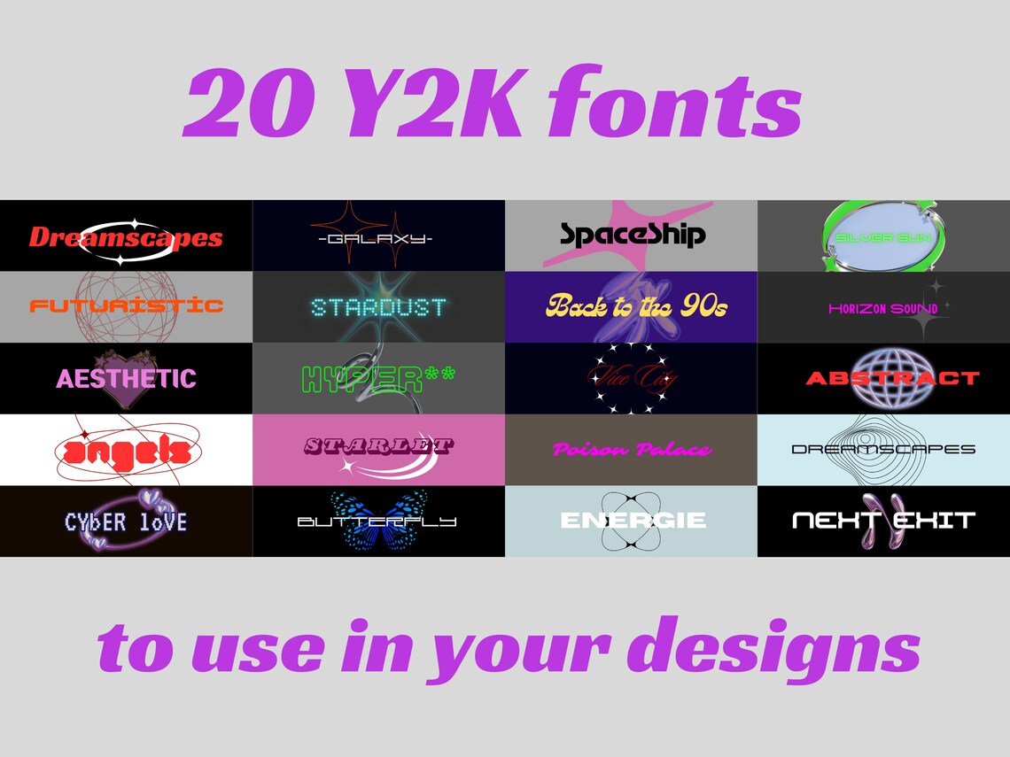 Y2K Fonts / Canva Template / Y2K Font / Streetwear Typefaces File ...