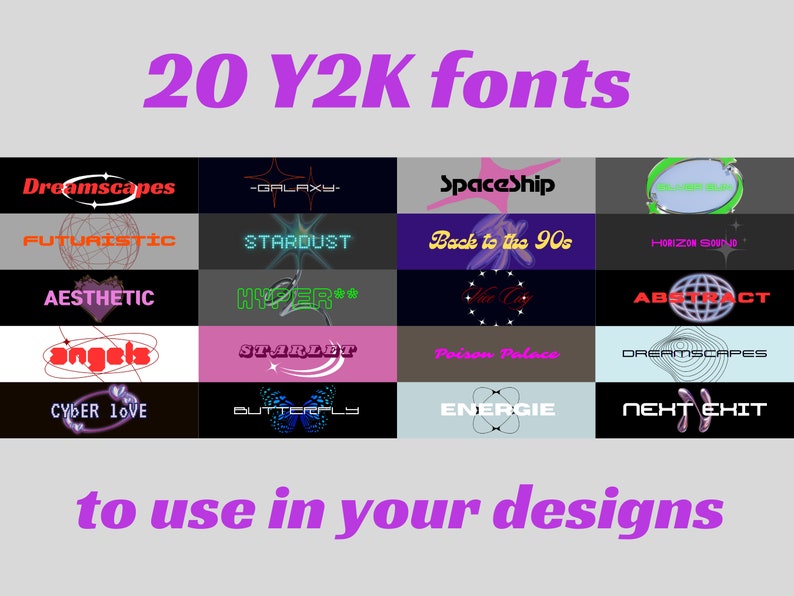 Y2K Fonts / Canva Template / Y2K Font / Streetwear Typefaces File ...