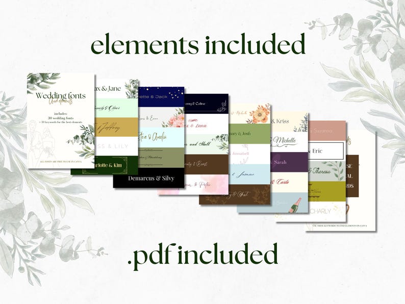 Wedding Fonts / Canva Template / Cursive Font / Wedding Typefaces File ...