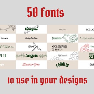 Tattoo Fonts / Canva Template / Tattoo Font / Tattoos Typefaces File ...