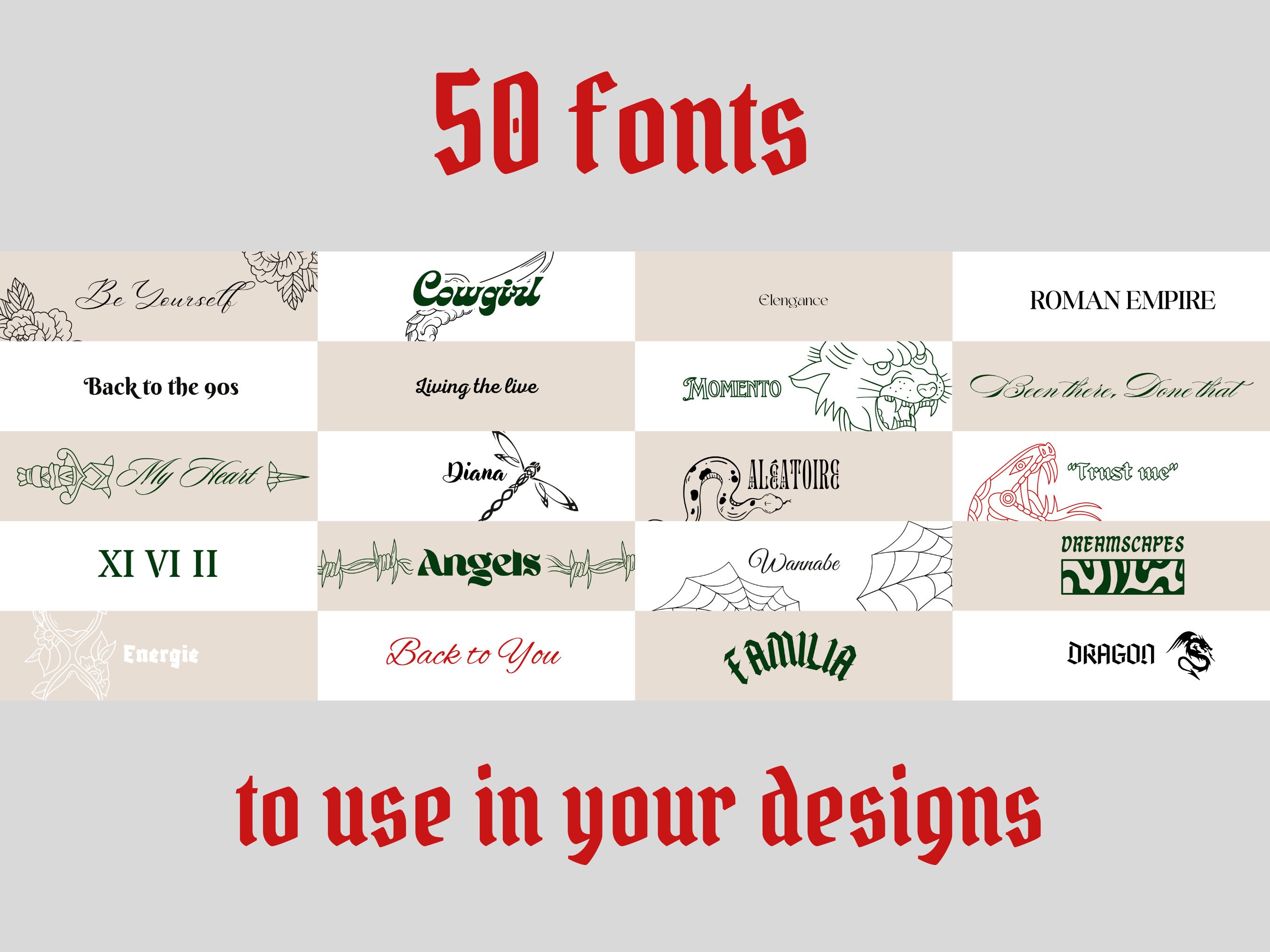 Tattoo Fonts / Canva Template / Tattoo Font / Tattoos Typefaces File ...