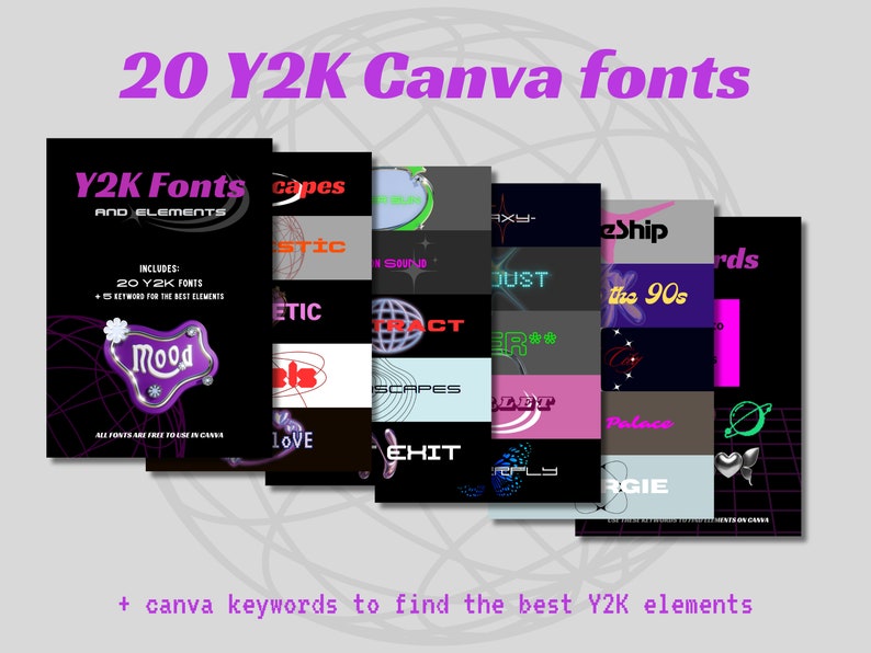 Y2K Fonts / Canva Template / Y2K Font / Streetwear Typefaces File / Fonts for Clothing Brand ...