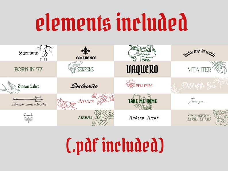 Tattoo Fonts / Canva Template / Tattoo Font / Tattoos Typefaces File ...