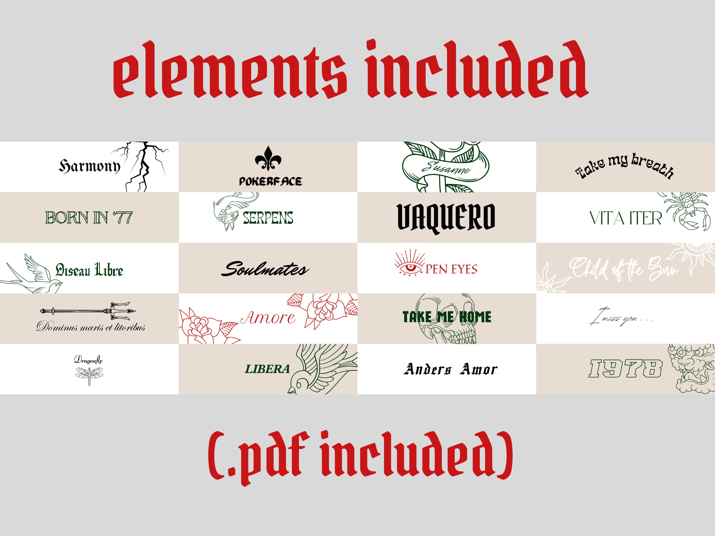 Tattoo Fonts / Canva Template / Tattoo Font / Tattoos Typefaces File ...