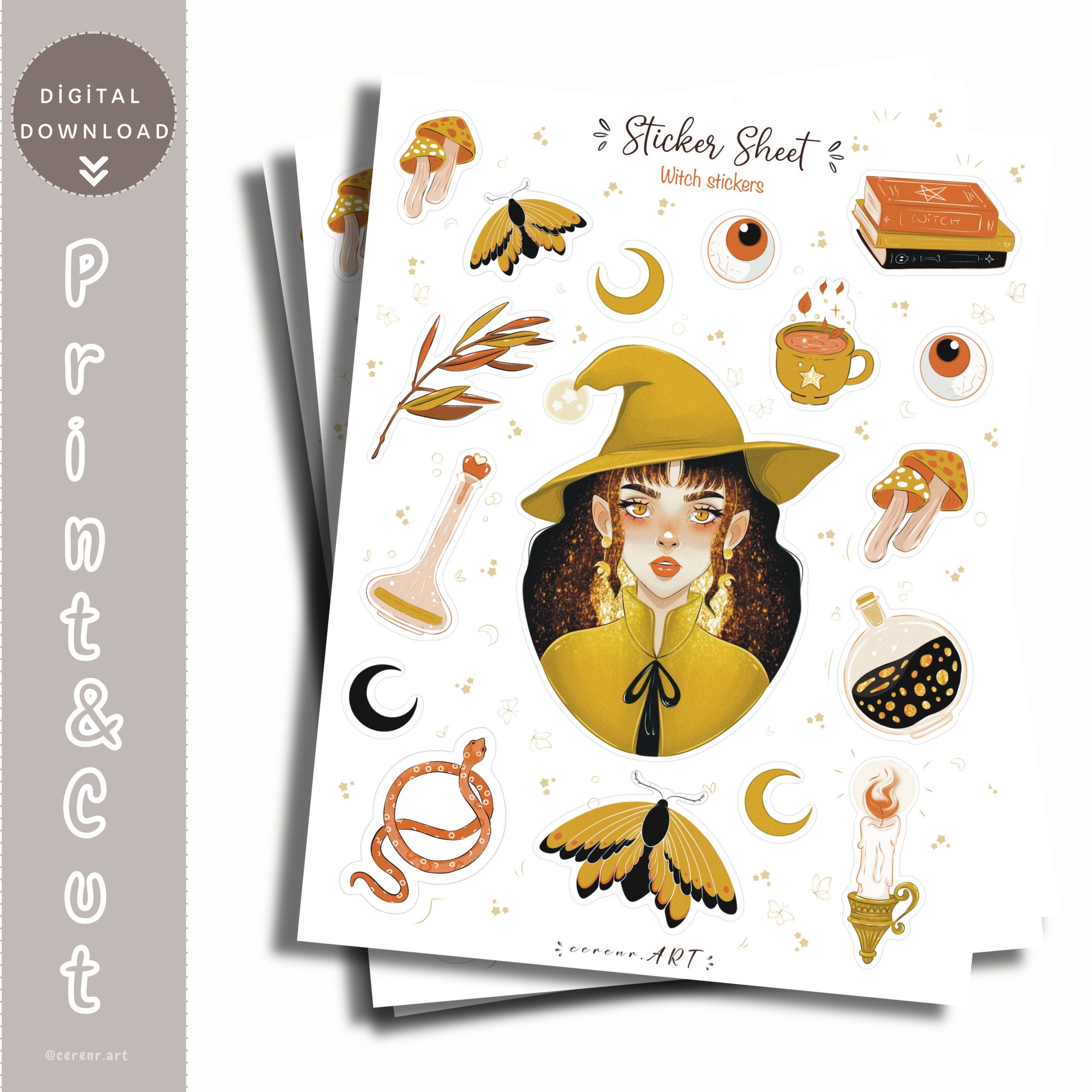 WITCH STICKERS Printable Stickers/printable Planner Stickers/witch ...