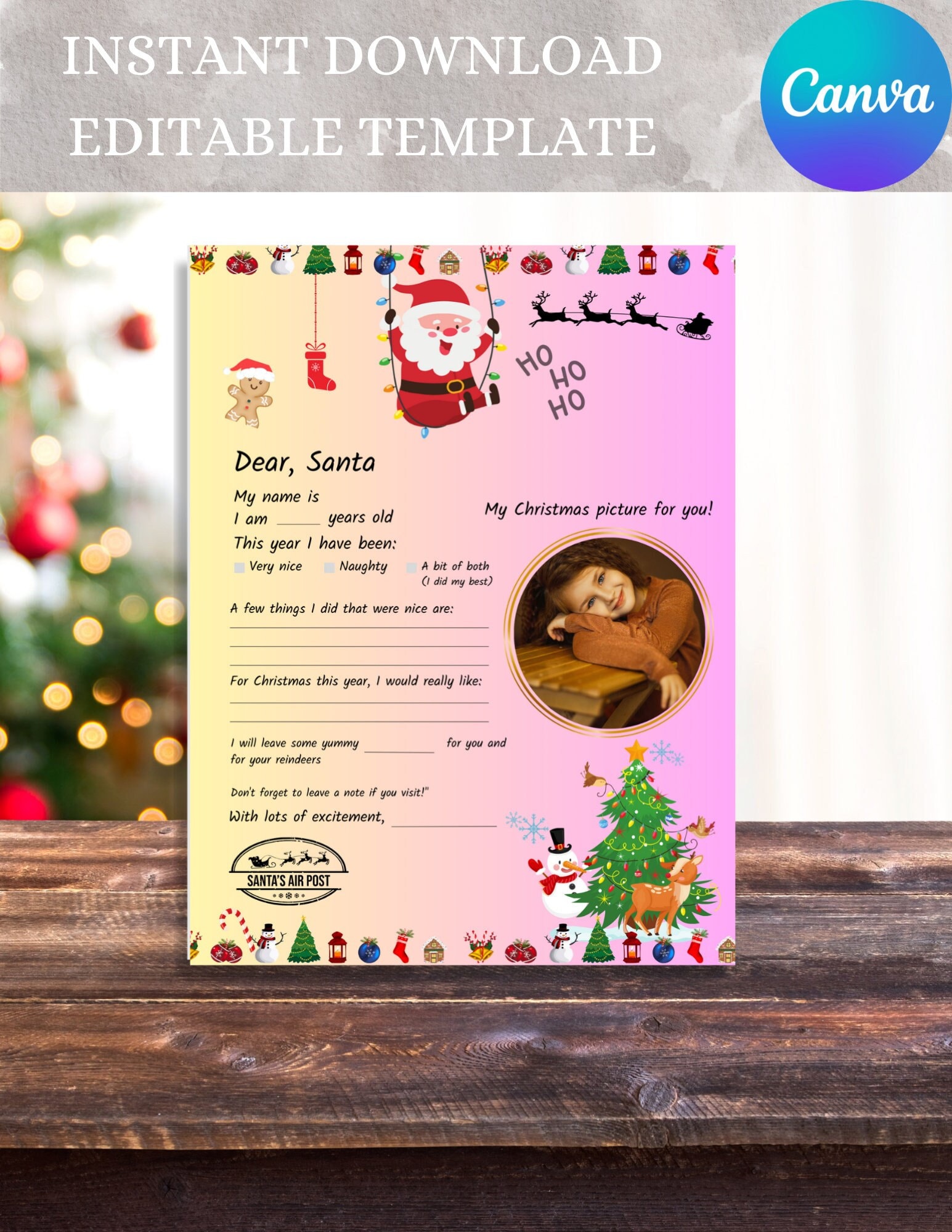 Dear Santa Letter Letter to Santa Letter to Santa Printable - Etsy