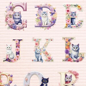 Cute Cat Alphabet Letters Printable PNG Files for Crafting & Design ...