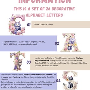 Cute Cat Alphabet Letters Printable PNG Files for Crafting & Design ...
