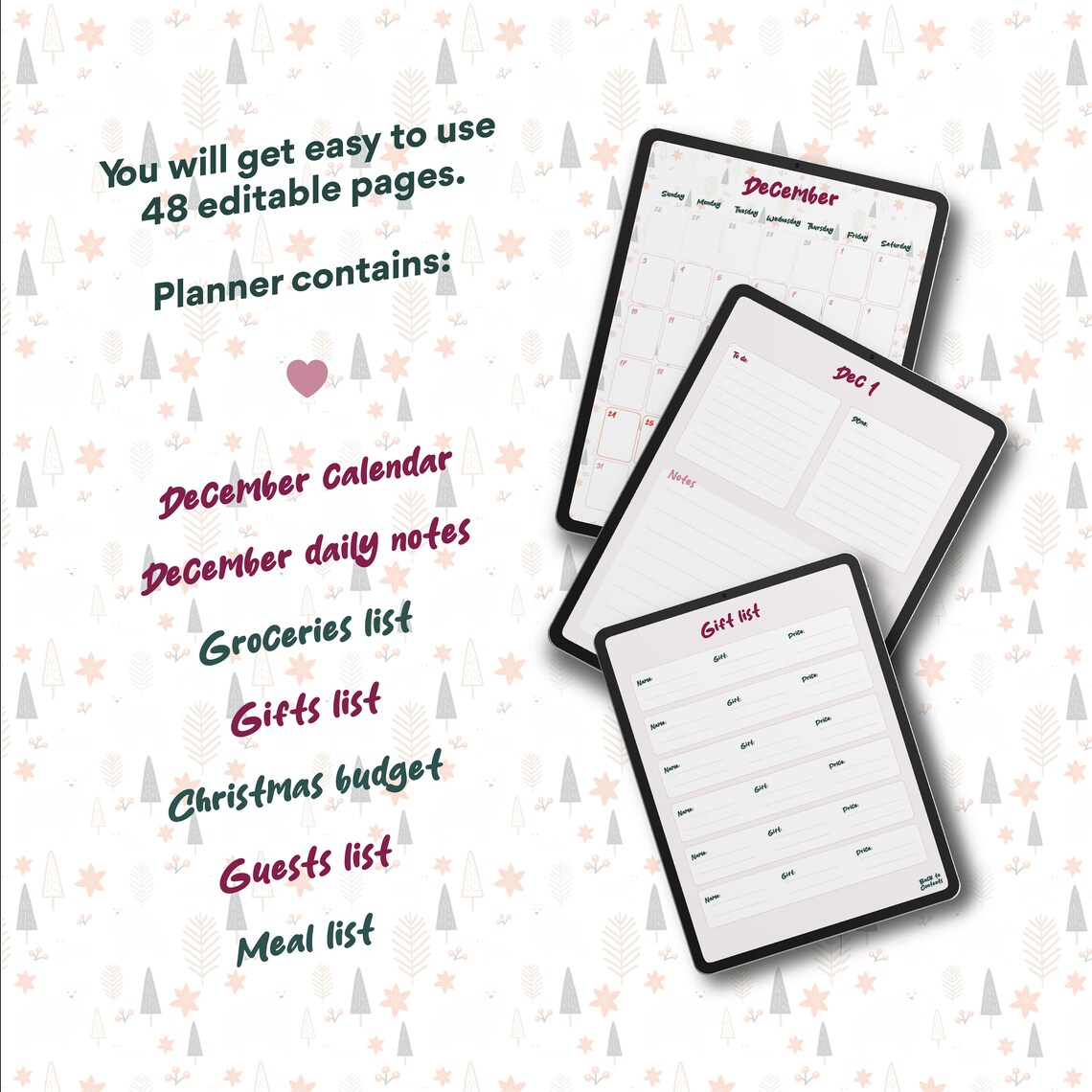 Simple Christmas Goodnotes to Do List, Christmas Gift List, Christmas ...