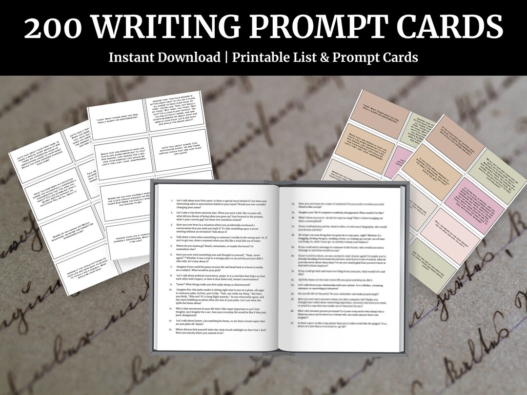200 Printable Creative Writing Prompt Cards - Etsy