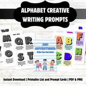 Alphabet Printable Creative Writing Prompts List and Cards: ABC ...