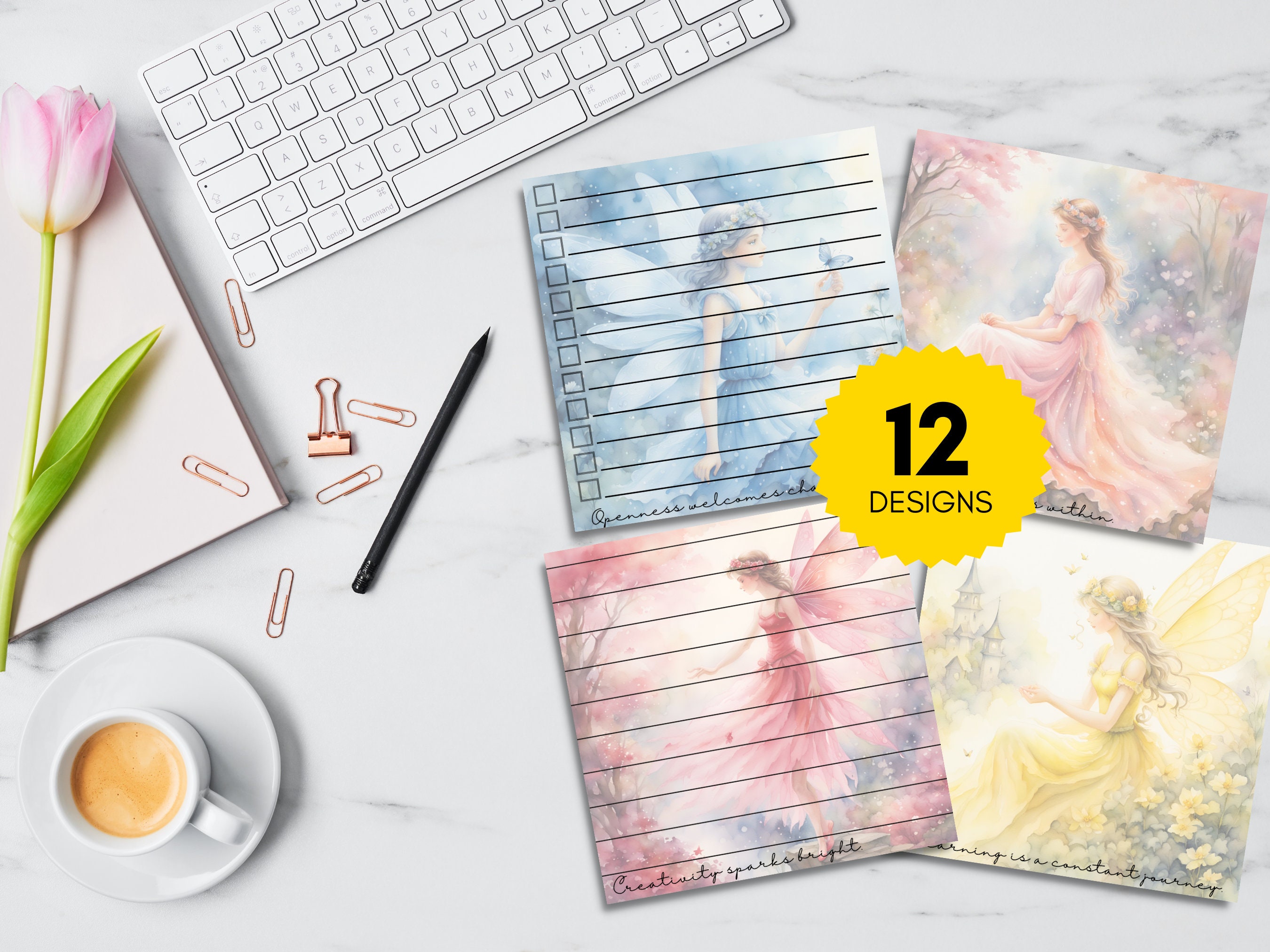 Editable Fairy Printable Memo Pad, Stationery Template, Cute Notepad ...