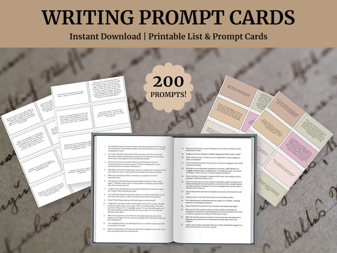 200 Printable Creative Writing Prompt Cards and List | Colored and B&W ...