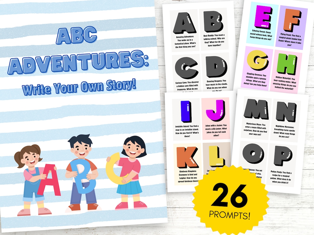 Alphabet Printable Creative Writing Prompts List and Cards: ABC ...