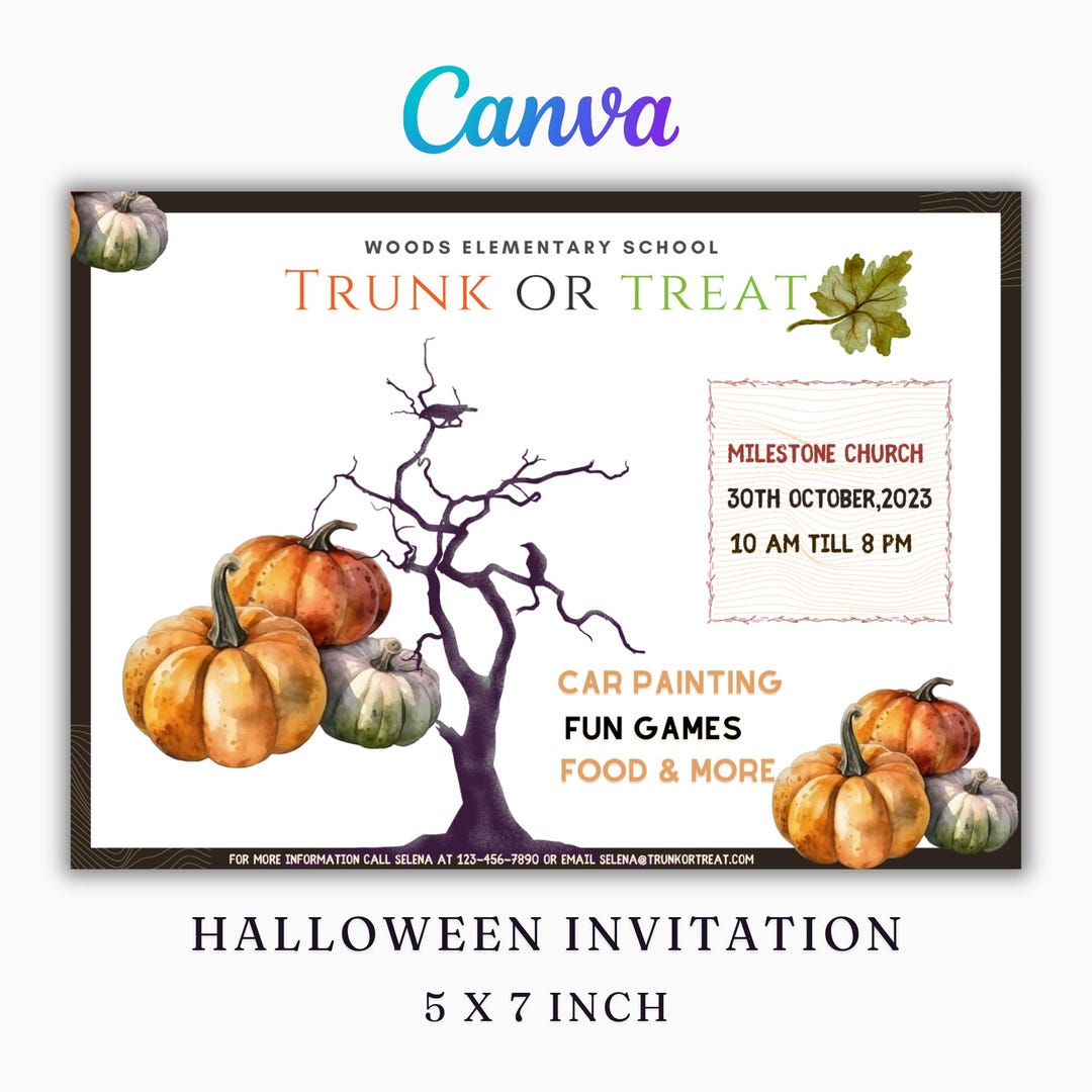 Trunk or Treat Flyer, Halloween Flyer, Halloween Trunk or Treat ...